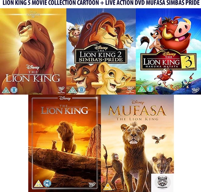 LION KING 5 Movie Collection Cartoon + Live Action Dvd Mufasa Simbas ...