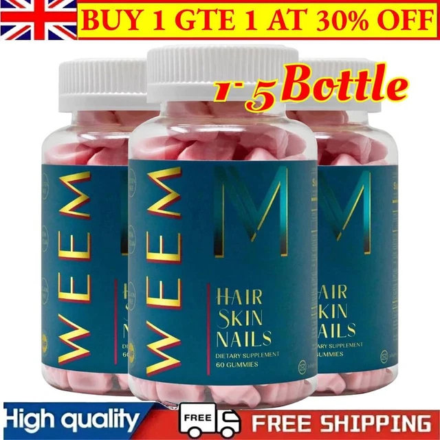 WEEM HAIR SKIN And Nails Gummies - Supports Healthy Hair - Vegan Biotin ...
