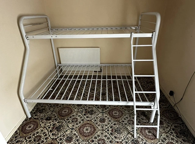METAL SINGLE OVER Double Bunk Bed Frame with Ladder £16.15 - PicClick UK