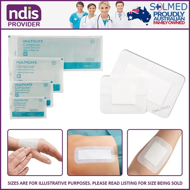 WOUND FIRST AID ISLAND ADHESIVE DRESSING 7.5cm x 5cm WITH NON STICK PAD ...
