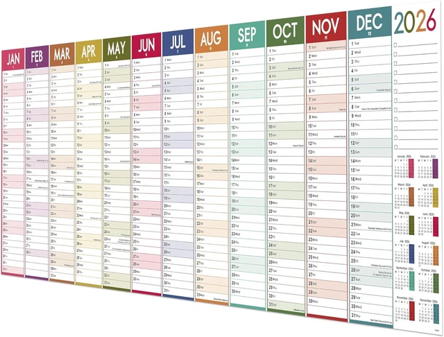 WALL PLANNER 2026, Calendar 2026 UK Large for Family, School or... £13. ...