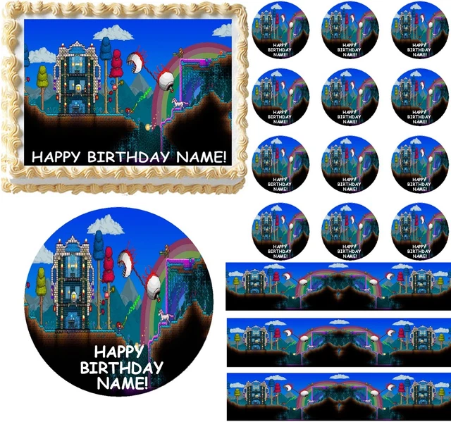 TERRARIA THEME EDIBLE Cake Topper Image Frosting Sheet Cake Decoration ...