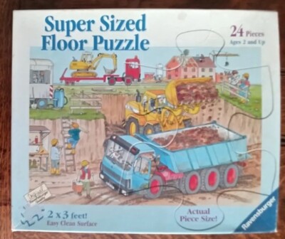 RAVENSBURGER SUPER SIZED Floor Puzzle CONSTRUCTION DUTY EXCAVATION 24pc ...