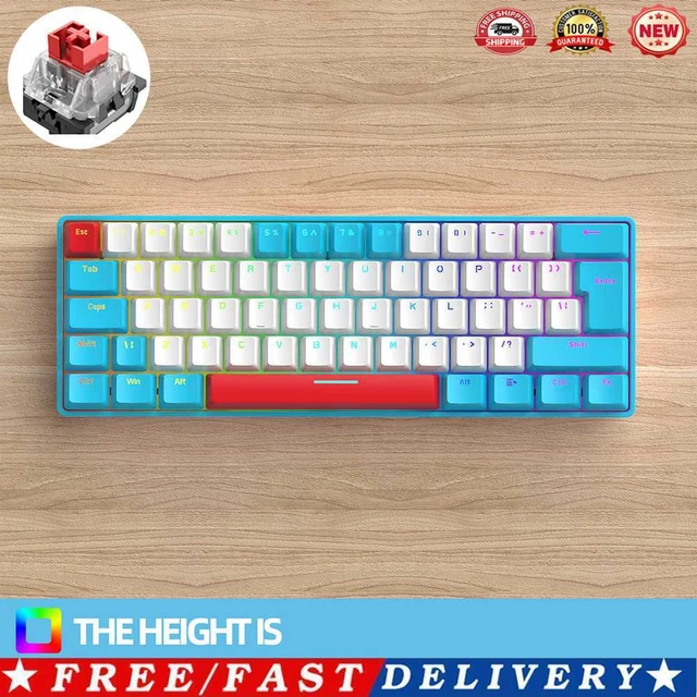62 KEYS MECHANICAL Keyboard Ergonomic Wired Mechanical Keyboard for ...