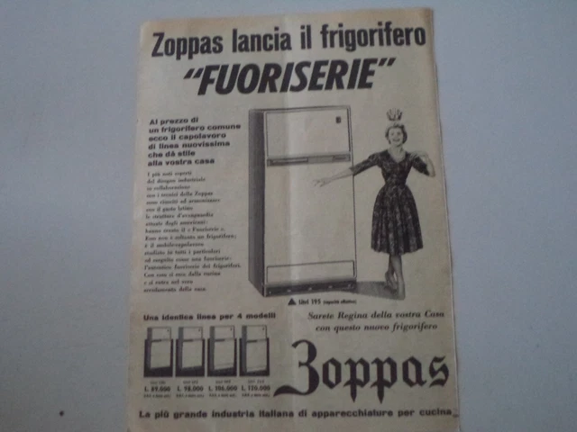 ADVERTISING PUBBLICITÀ 1959 FRIGORIFERO ZOPPAS FUORISERIE EUR 6,00 ...