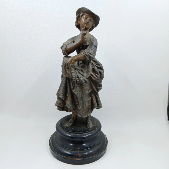 SPELTER LADY STATUE Victorian Era Demure Pose Sculpture $125.00 - PicClick