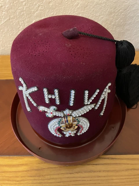 VINTAGE MASONIC SHRINER Lot Jeweled KHIVA Fez Hat Scottish Rite Cap ...