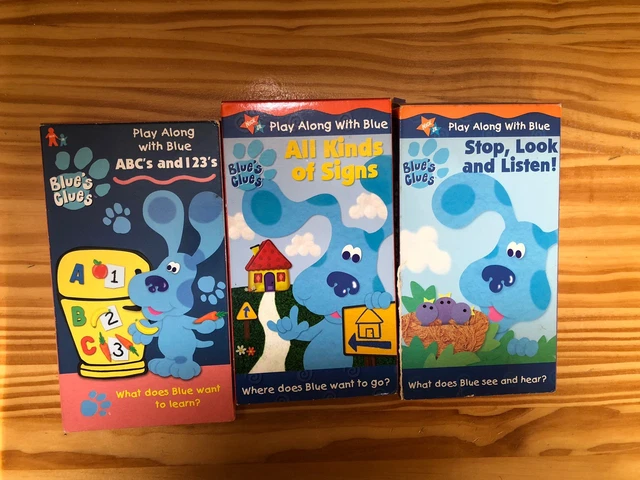 BLUES CLUES VHS Lot Of 3 ABC’s, 123’s All Kinds Of Signs Stop Look And ...