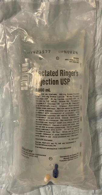 BAXTER LACTATED RINGER'S Injection USP 1000mL, Exp. 11/24, Box of 3 ...