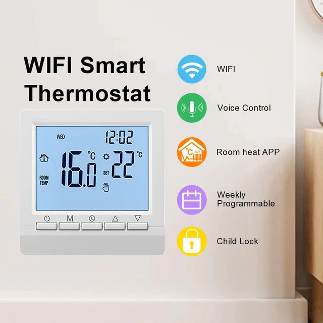 SMART WIFI THERMOSTAT Room Floor/Wall Heating Digital Temperature ...