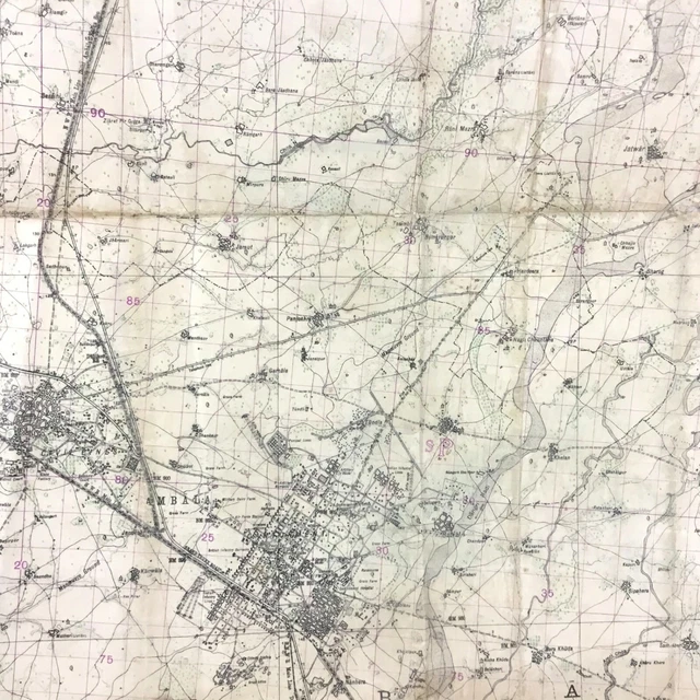 1940 WW2 MAP of India Indian Provinces Punjab States Ambala Karnal RARE ...