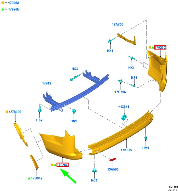 FORD TRANSIT CUSTOM MK1 Rear Bumper Left Side End Cap 2383305 NEW ...