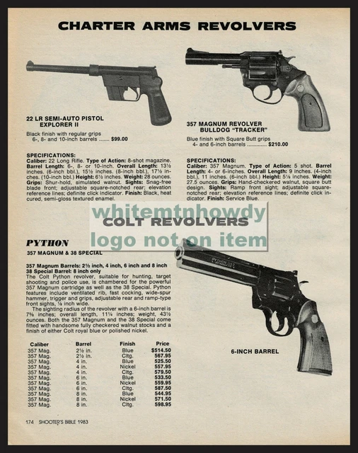 1983 COLT PYTHON Revolver and CHARTER ARMS Explorer and Bulldog Pistol ...