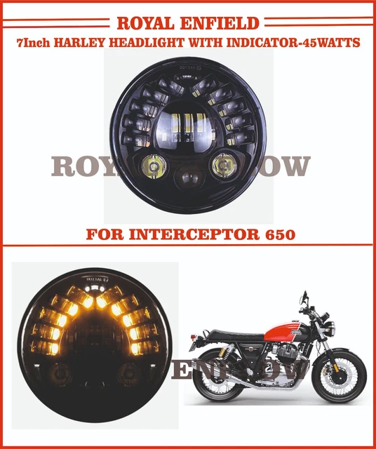 ROYAL ENFIELD HARLEY HEADLIGHTS WITH INDICATORS for INTERCEPTOR 650 ...