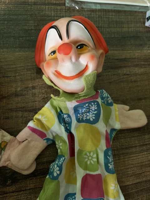 ORIGINAL GERMAN VINTAGE Hand Doll Marionette Puppet "Clown" Puppetry ...