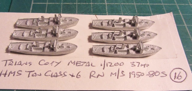 HMS TON CLASS M/S x 6 c1950-80s by Triang Copy, Scale 1/1200 1/1250 ...