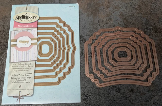 SPELLBINDERS NESTABILITIES CUT emboss stencil labels thirty-seven x 6 ...