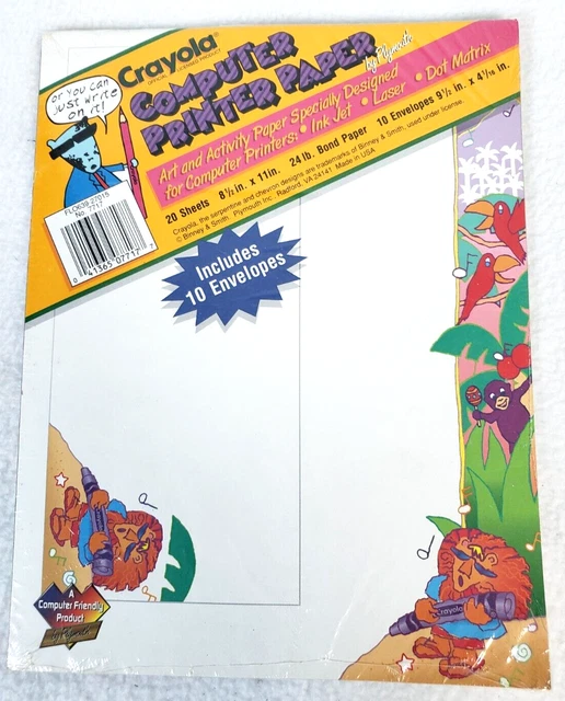 VINTAGE CRAYOLA COMPUTER printer paper Envelopes Fax 1990s New Sealed ...