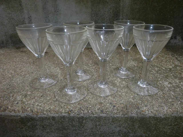 6 ANCIEN VERRE à Pied Facette Liqueur Gravé 4 cl Bistrot EUR 28,00 - PicClick FR