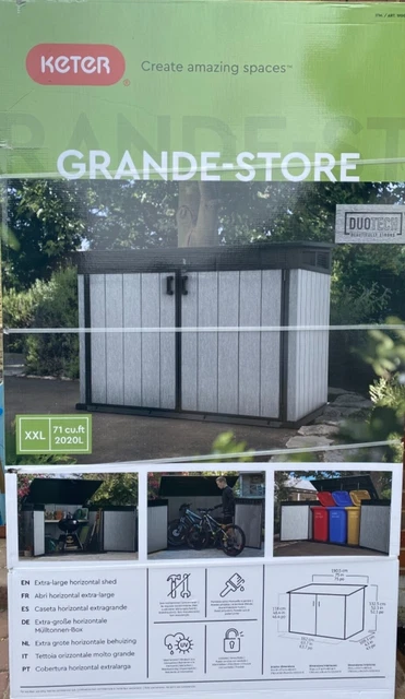KETER GRANDE STORE 6ft 3" x 3ft 7" (1.9 x 1.1 m) Horizontal 2,020 Litre ...