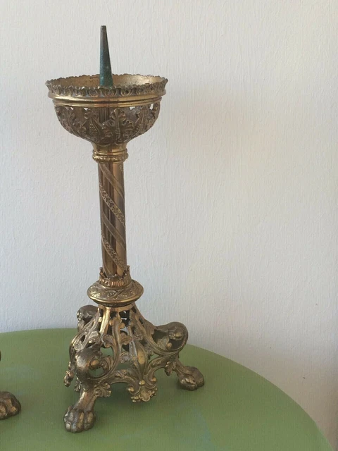 PAIRE DE CHANDELIERS Anciens Xix Empire Napoleon Bronze Doré EUR 220,00 ...