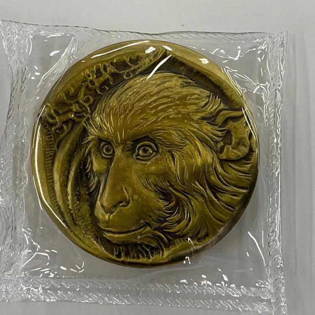 ANTIQUE CHINESE COMMEMORATIVE Bronze Medal Zodiac Monkey Bronze Medal ...