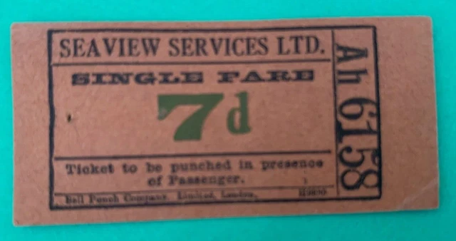 BUS COACH TICKET Seaview Services Ltd. 7d £2.50 - PicClick UK