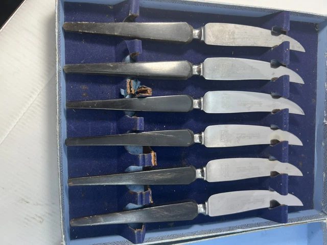 LEWIS ROSE & CO LTD SHEFFIELD ENGLAND BUFFALO HORN HANDLE STEAK KNIFE 6 ...