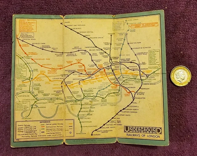 1931 LONDON UNDERGROUND and Railway Map (Tube Map) £25.00 - PicClick UK