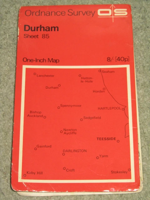 VINTAGE OS ORDNANCE Survey 1" map - Sheet 85 Durham - 1968 edition £0. ...
