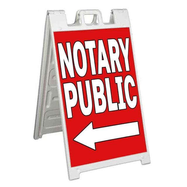 NOTARY PUBLIC LEFT ARROW Signicade 24x36 Aframe Sidewalk Sign Banner ...