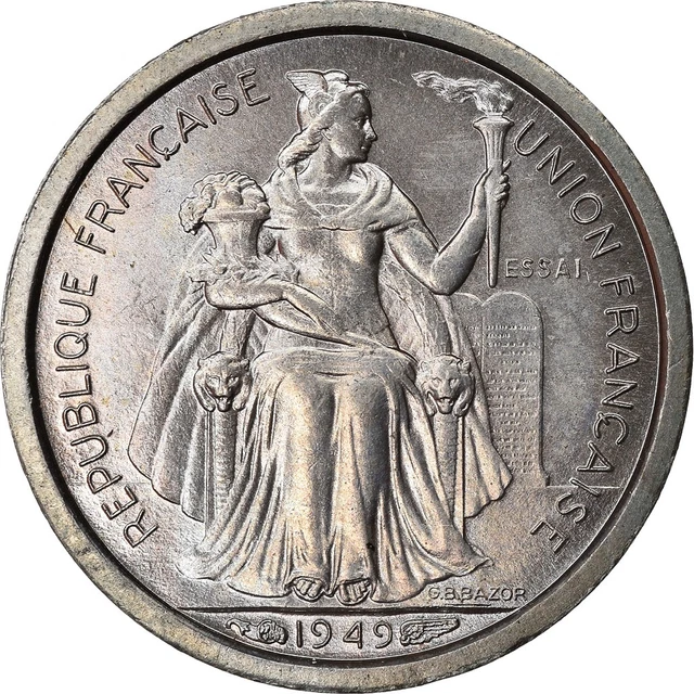 MÜNZE, FRENCH OCEANIA, 50 Centimes, 1949, Paris, ESSAI, UNZ+, Copper ...