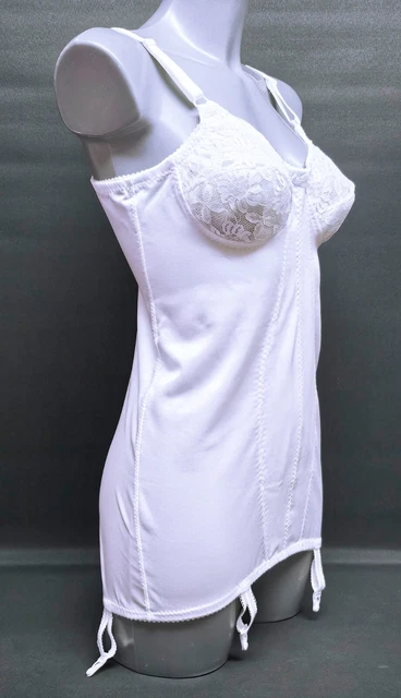 FIRM CONTROL SATIN all in one corselette lace Embroidery White Size 36C ...