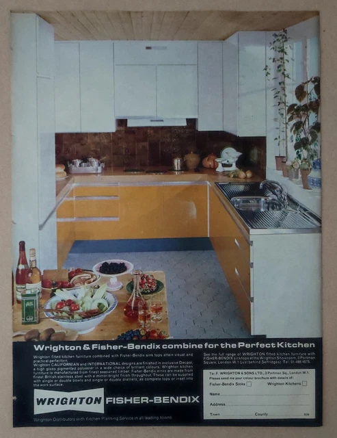 WRIGHTON & FISHER-BENDIX Kitchens Original UK Press Advert 1963 £4.99 ...
