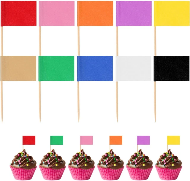 100PZ BANDIERINE STUZZICADENTI Vuote Colorate, 10 Colori Bandierine ...