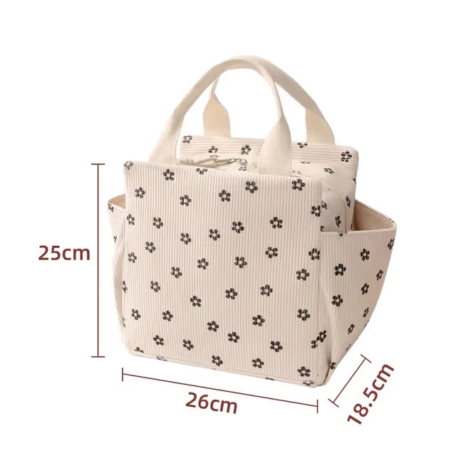 CORDUROY LUNCH BAG Thermal Insulation Ice Box Storage Handbag ...
