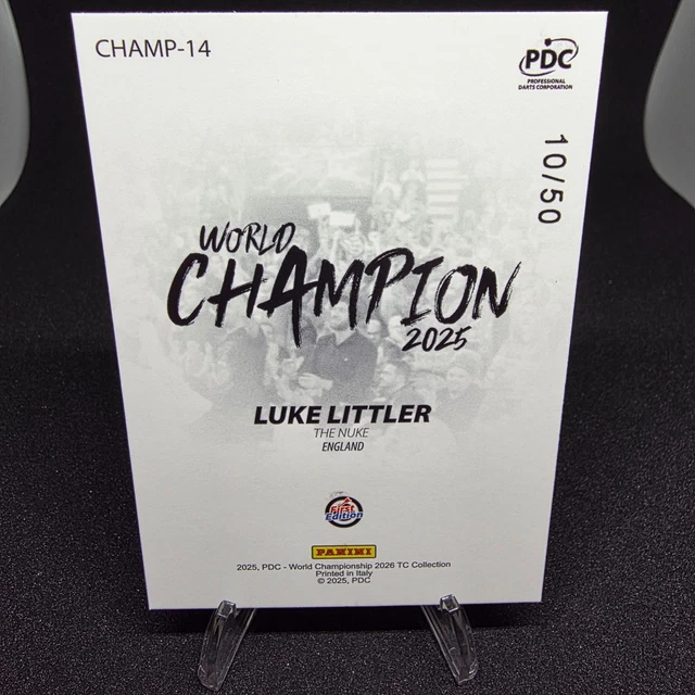 PANINI PDC WDC 2026 - Luke Littler - World Champion /50 (CHAMP-14) £80. ...