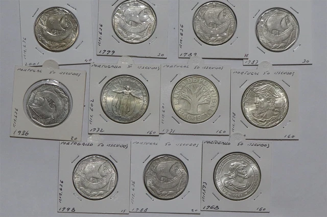 🧭 🇵🇹 PORTUGAL 50 Escudos Coin Collection With Silver B84 #135 $86.37 ...