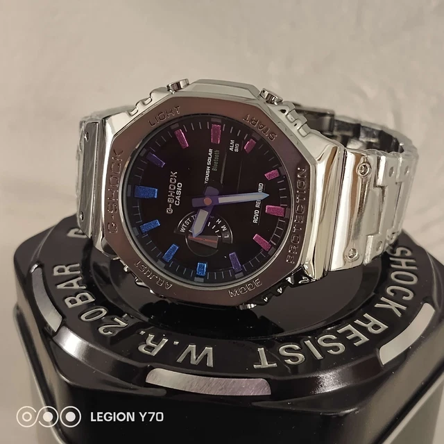 CASIO G-SHOCK GA2100 Custom Casioak Blue & Purple Stainless Steel Mod ...