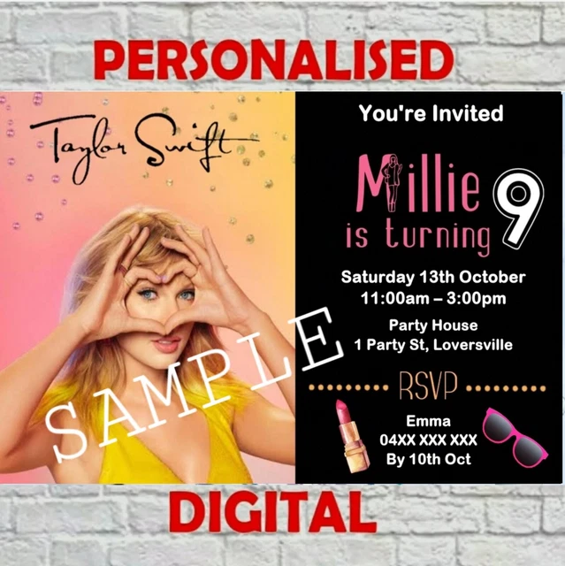 TAYLOR SWIFT SWIFTIE Digital Printable Birthday Party Invitation $5.99 ...