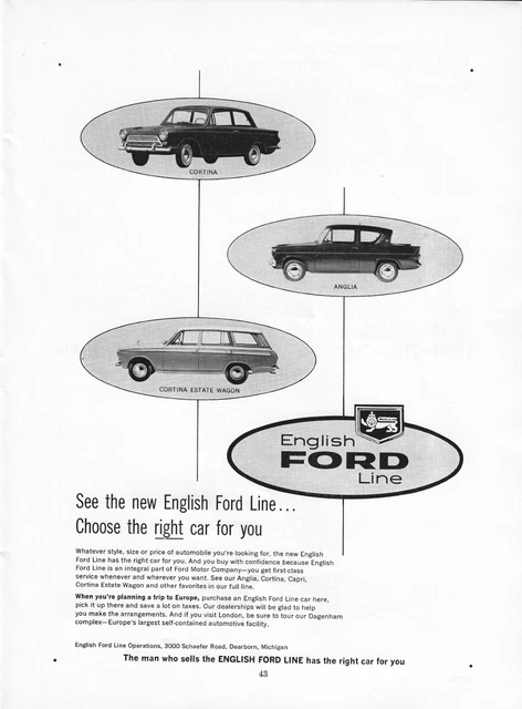 1964 FORD ENGLISH Line Cortina Anglia Estate Wagon Photo VINTAGE PRINT ...