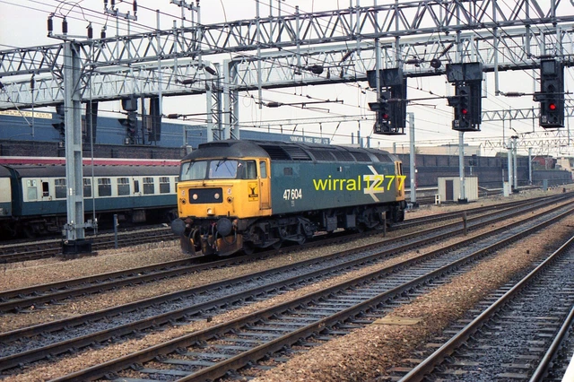 ORIGINAL RAILWAY PHOTOGRAPHIC negative Class 47 47604 at Crewe (2negs ...