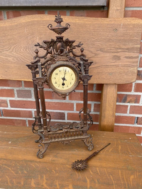 ALTE MESSING KAMINUHR Tischuhr Antike Uhr Um 1900 Defekt Messing ...