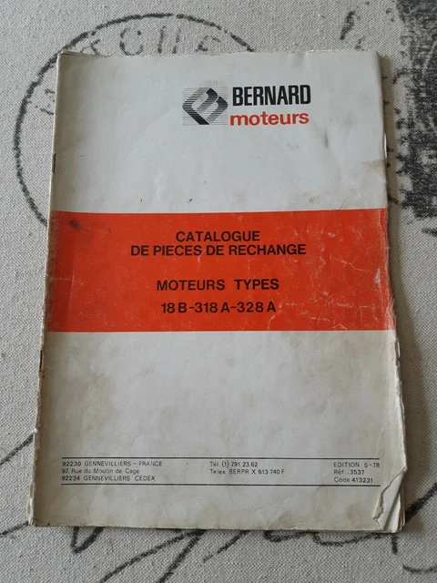 ÉCLATÉ PIECES DE moteur Bernard moteurs 18b - 318a - 328a EUR 15,00 ...