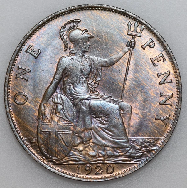 1920 GEORGE V Penny, British Bronze Coin, Au With Some Luster £15.00 ...