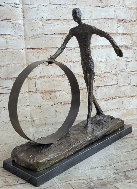 MODERN ART DECO Walking Male Stick Bronze Figurine Hot Cast Home Decor ...