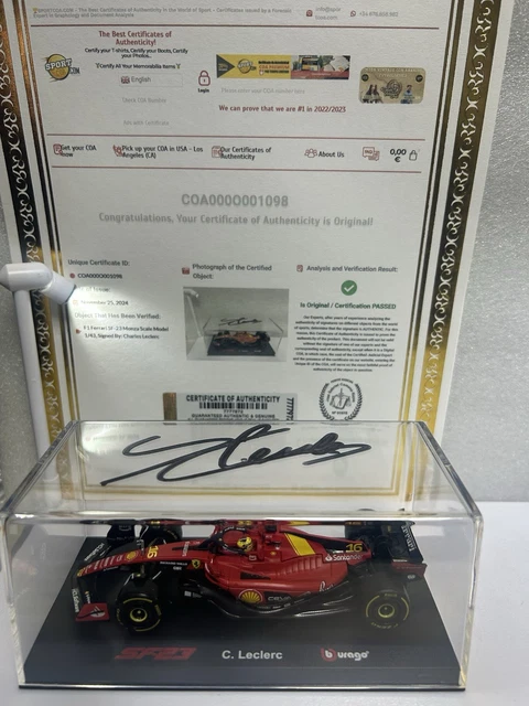 CHARLES LECLERC SIGNED Ferrari SF-23 Monza GP 1/43 Scale + COA EUR 250 ...