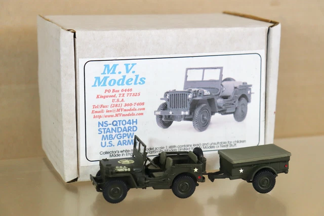 MV MODELS WWII Us Army Ns-Qt04H Willys Ford Standard Jeep & Trailer Mb ...