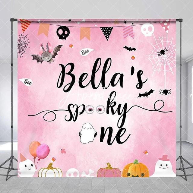 PINK HALLOWEEN SPOOKY One Custom Birthday Backdrop $37.90 - PicClick AU