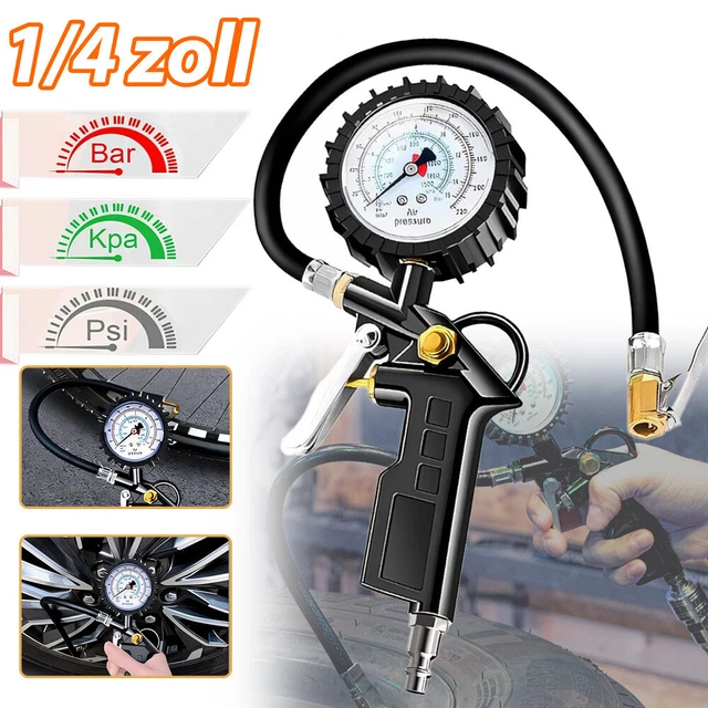 15BAR DRUCKLUFT REIFENFÜLLER Geeicht Reifenfüllpistole Manometer Luftdruckprüfer EUR 12,49 ...